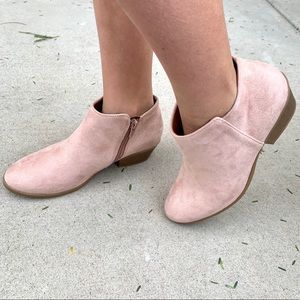 Shoes | New Light Pink Vegan Suede Zip Up Ankle Booties | Poshmark